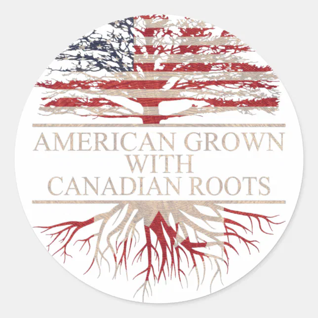 American grown with canadian roots classic round sticker | Zazzle