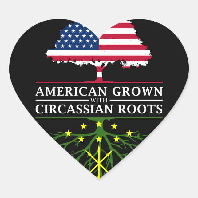 American Grown with Circassian Roots Circassia Heart Sticker | Zazzle