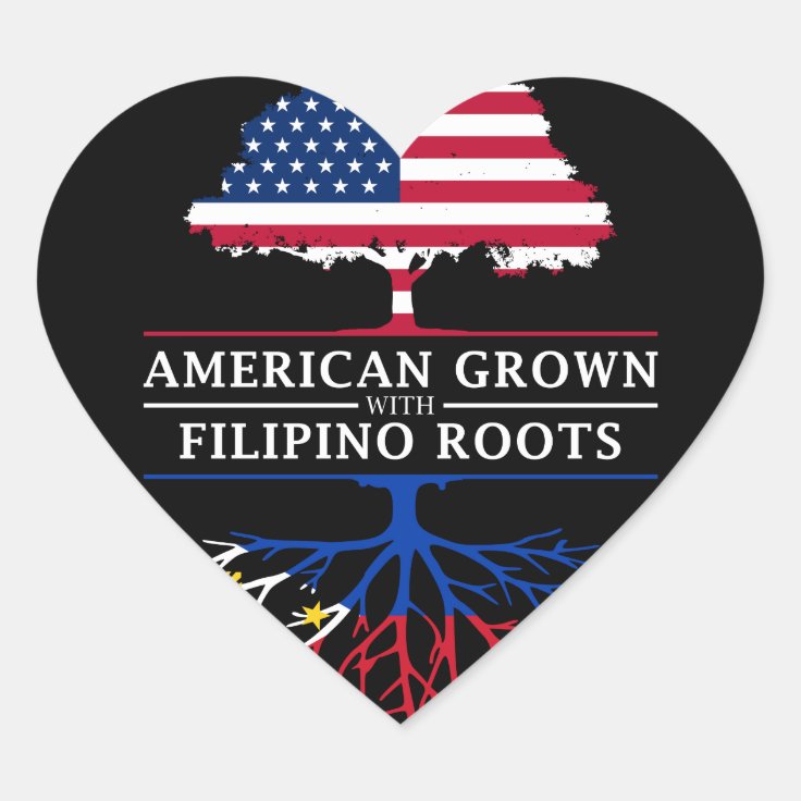 American Grown with Filipino Roots Philippines Heart Sticker | Zazzle