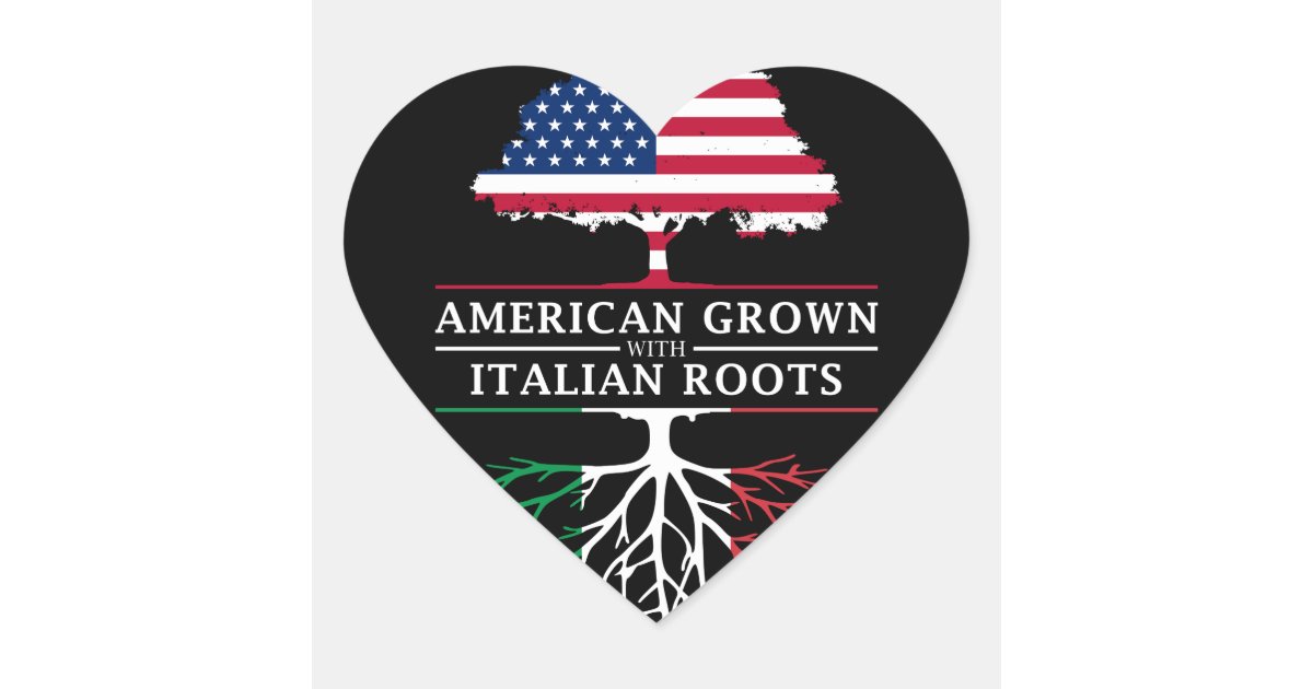 American Grown with Italian Roots Italy Design Heart Sticker | Zazzle