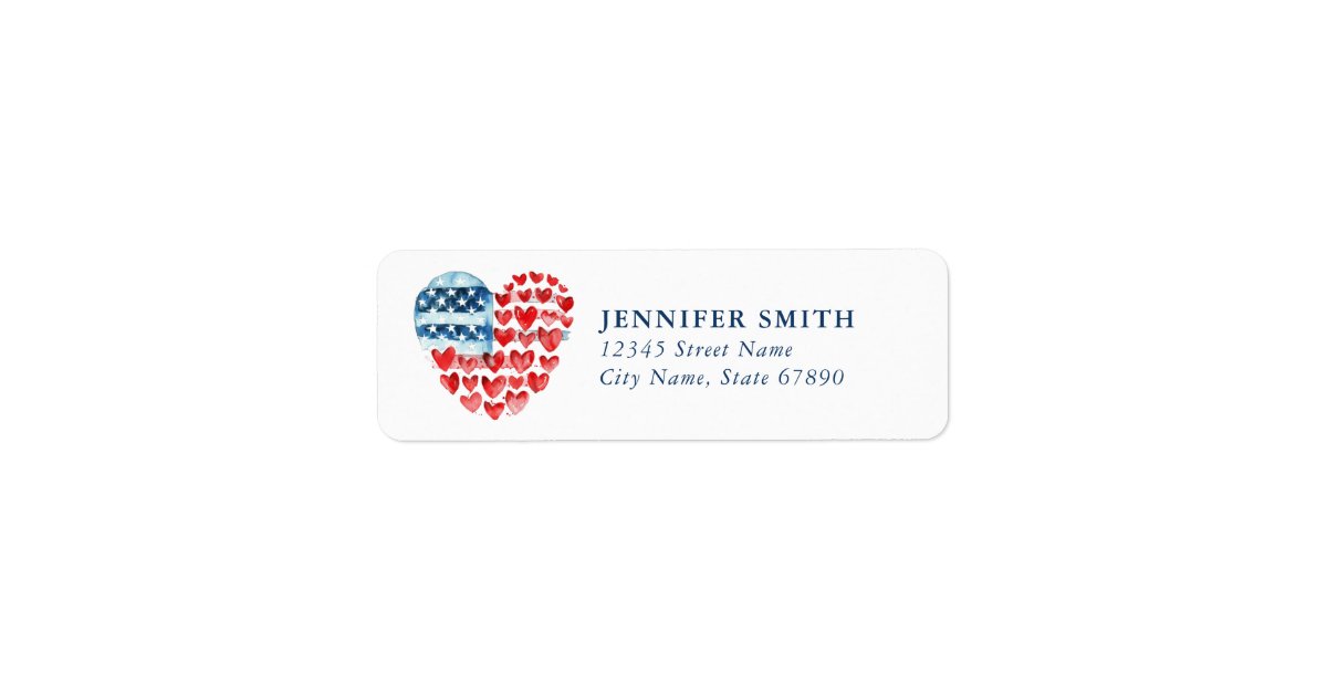 American Heart Flag Return Address Labels | Zazzle