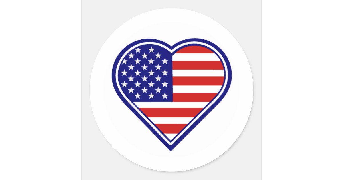 American Heart Shape USA Flag Sticker | Zazzle