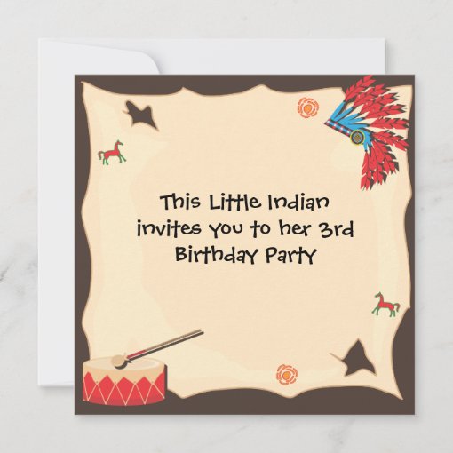 American Indian Girl Birthday Party Invitation | Zazzle