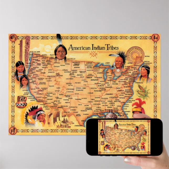 American Indians Tribe Map Poster | Zazzle