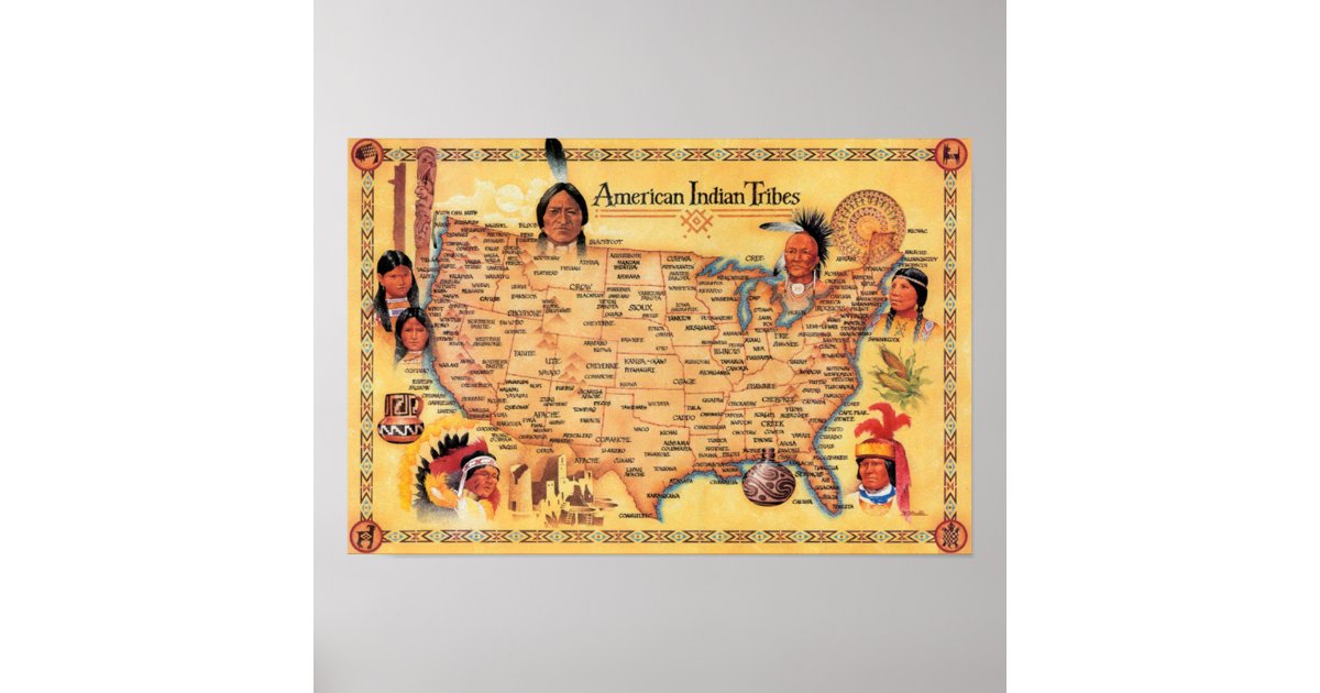 American Indians Tribe Map Poster | Zazzle