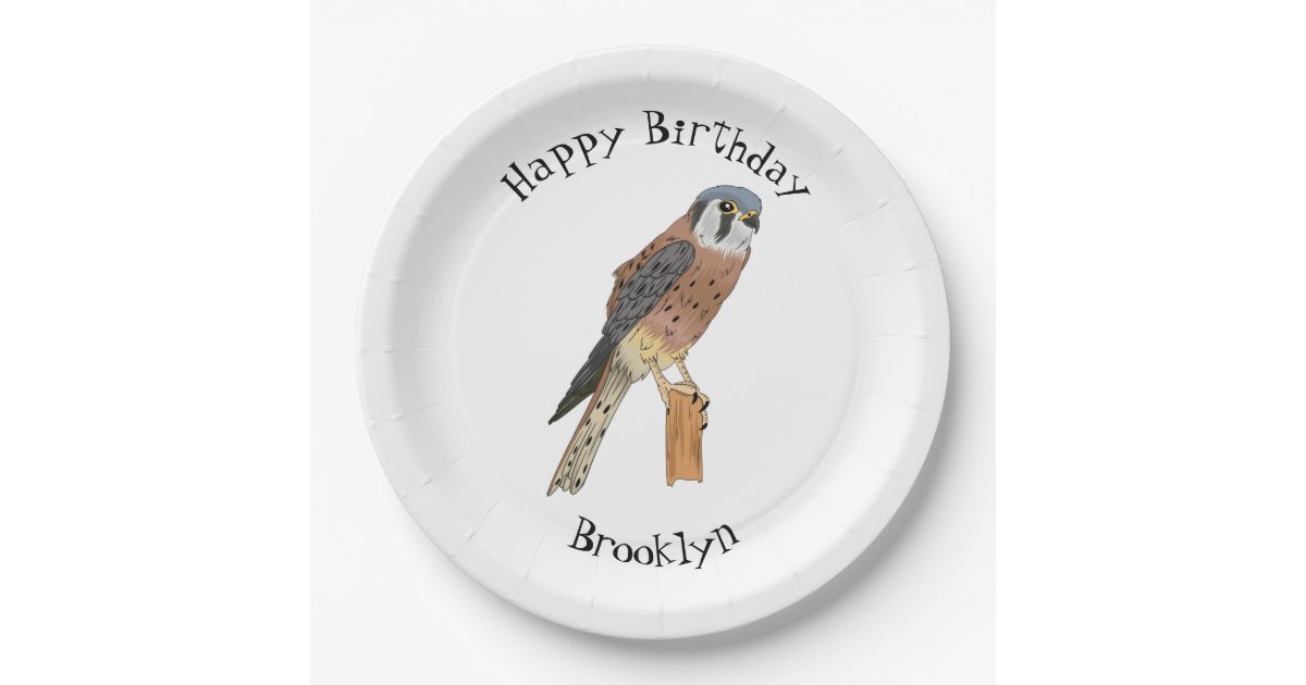 American Kestrel bird illustration Paper Plates | Zazzle
