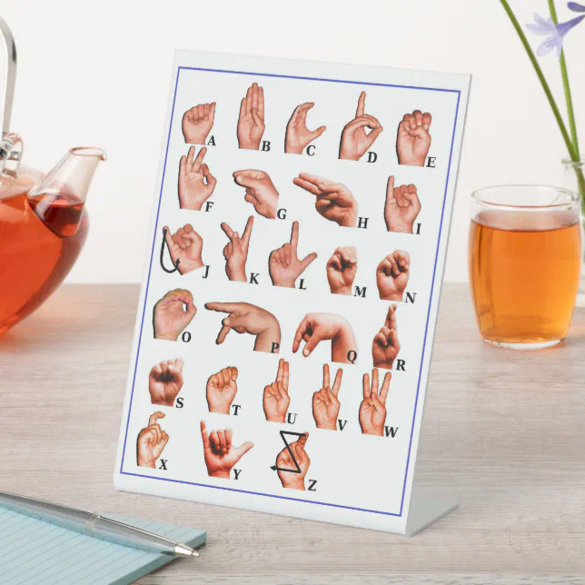 American Language Alphabet Board, Learn ASL Pedestal Sign | Zazzle