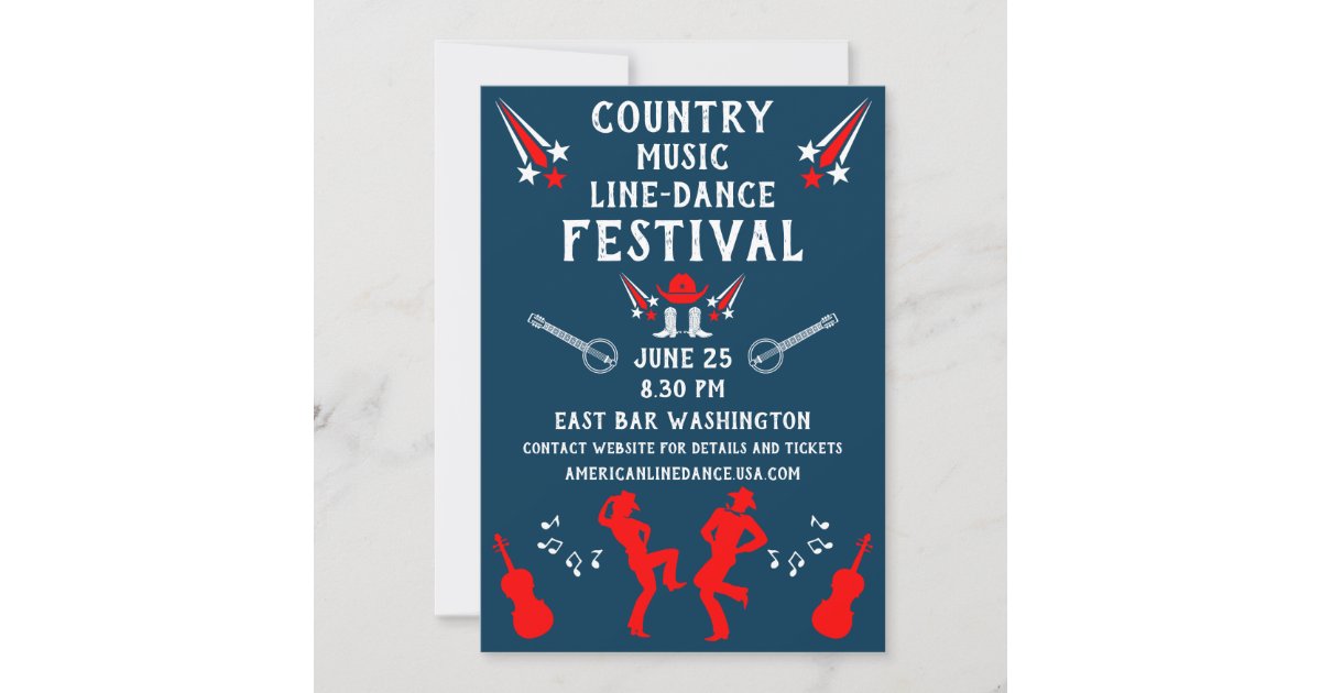 American Line Dancing Festival And Party Invitation | Zazzle