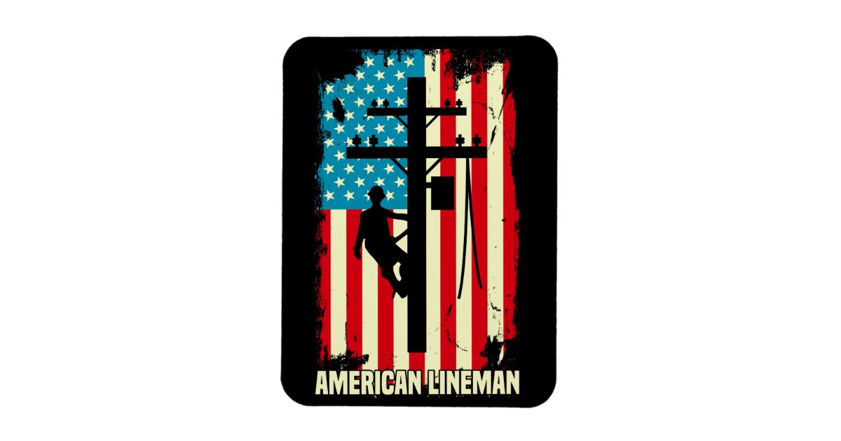 American Lineman Flag Electric Cable Magnet | Zazzle