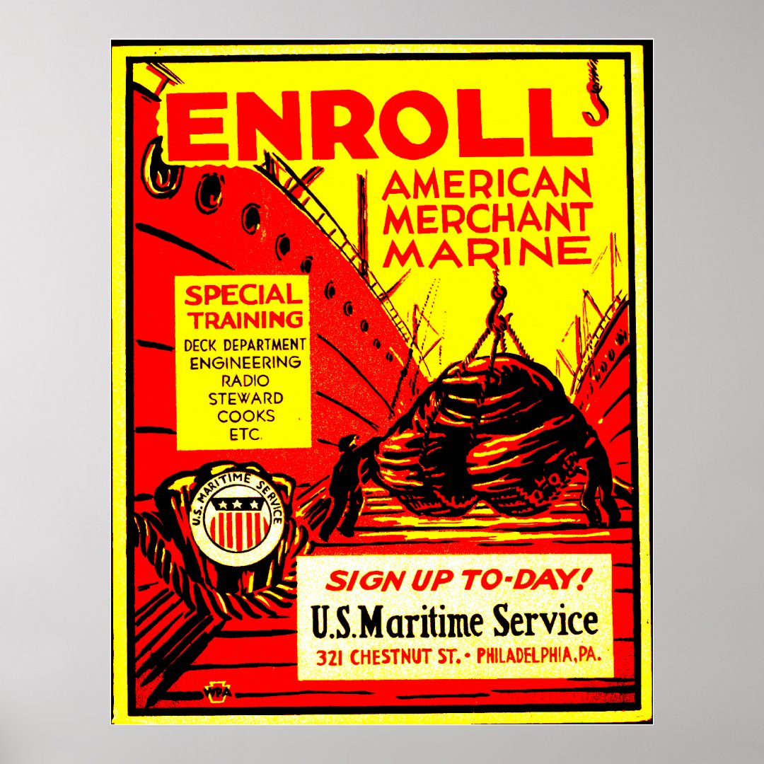 American Merchant Marine - Enroll Today ! Poster | Zazzle