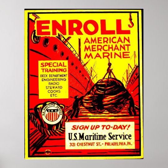 American Merchant Marine - Enroll Today ! Poster | Zazzle.com