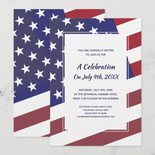 American Patriot Classic 4th of July US Flag Invitation | Zazzle.com