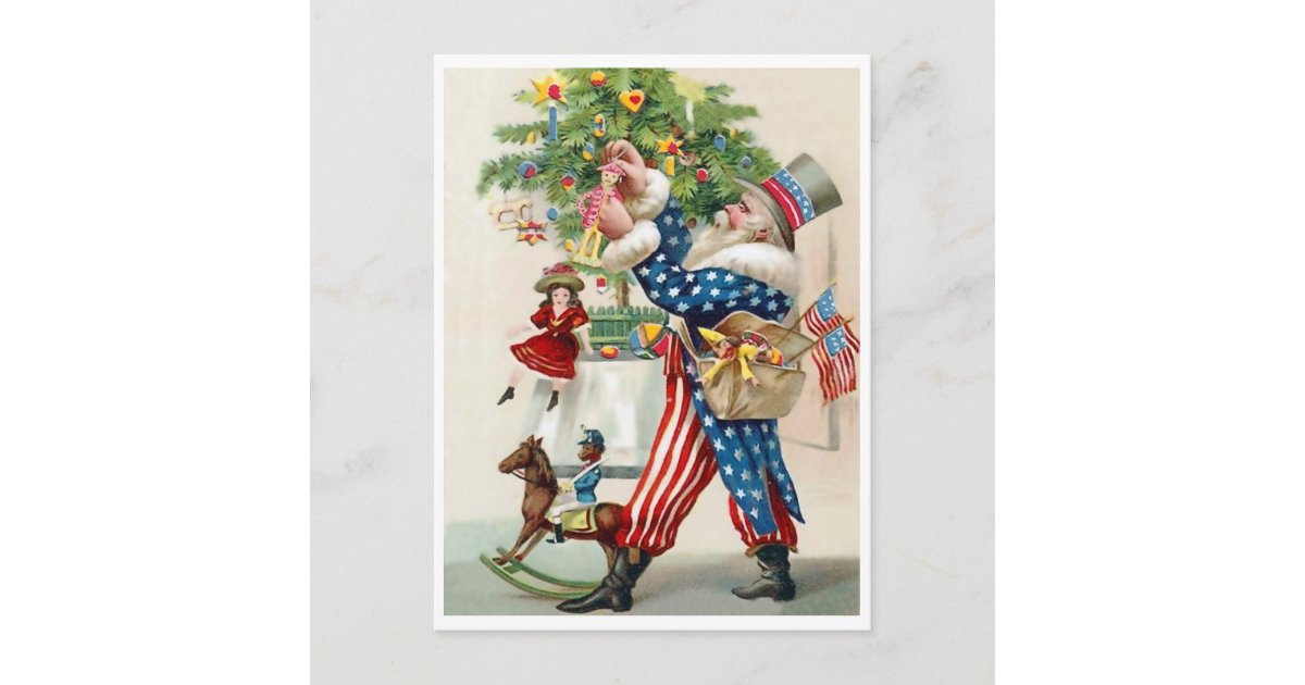 American Patriot, Santa Claus, Christmas decorate Postcard | Zazzle