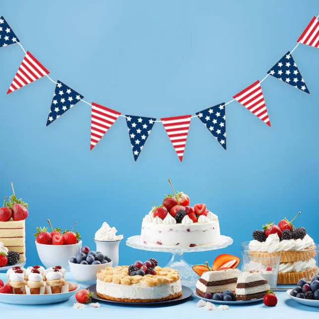 American Patriotic Red White and Blue Bunting Flags | Zazzle