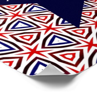 American Patriotic Red White Blue Star Pattern Poster | Zazzle