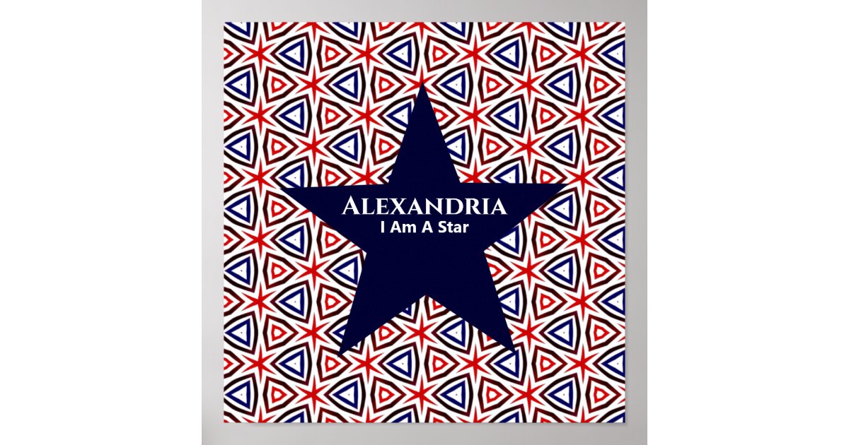 American Patriotic Red White Blue Star Pattern Poster | Zazzle