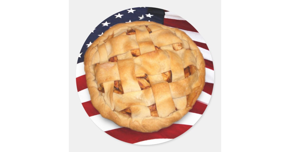 American Pie (Apple Pie with American Flag) Classic Round Sticker | Zazzle