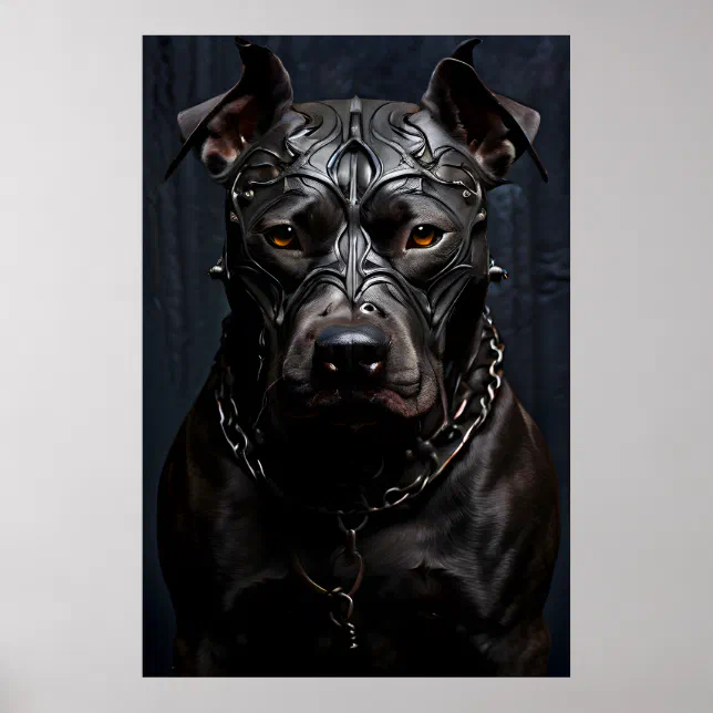 American Pitbull Terrier Black Metal Art Poster | Zazzle