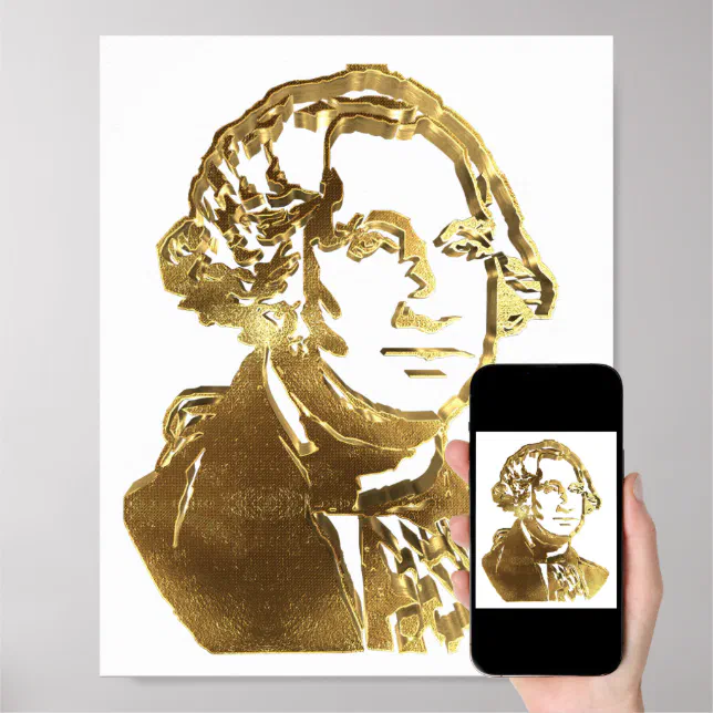 American President George Washington Portrait Gold Poster | Zazzle