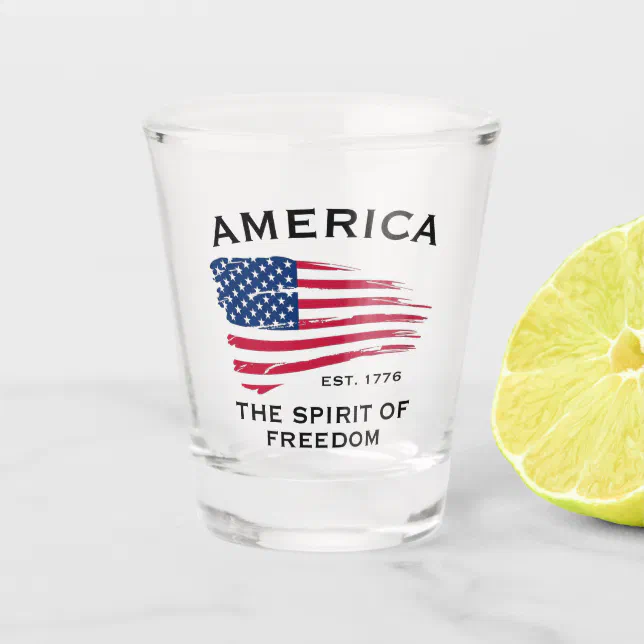 American Red White Blue Stripes Stars Flag Pattern Shot Glass | Zazzle
