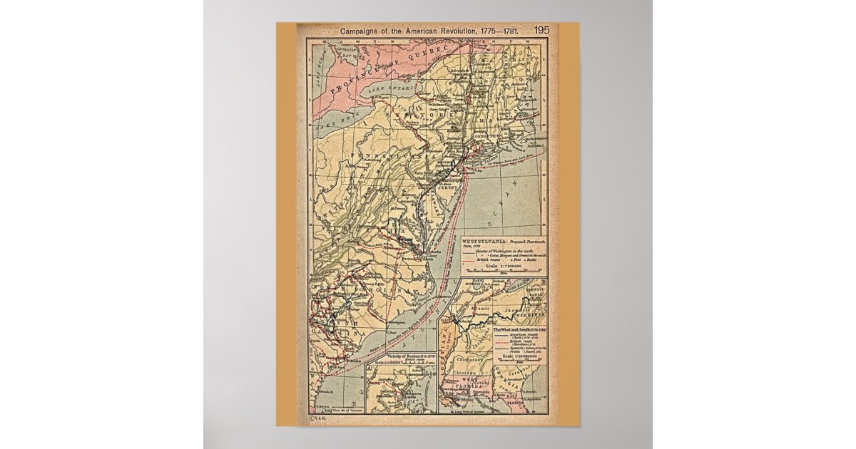 American Revolution Colonies Map Poster | Zazzle