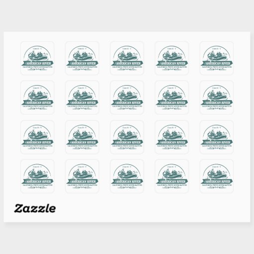 American River Rafting Square Sticker | Zazzle