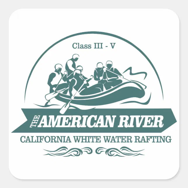 American River Rafting Square Sticker | Zazzle