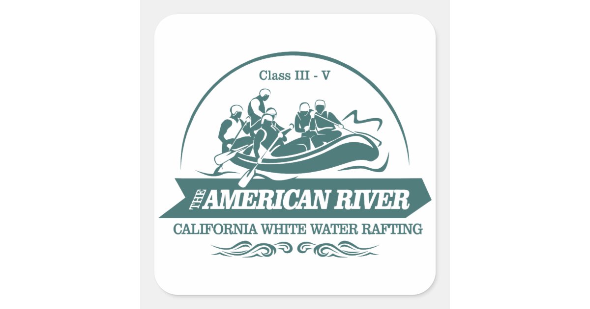 American River Rafting Square Sticker | Zazzle