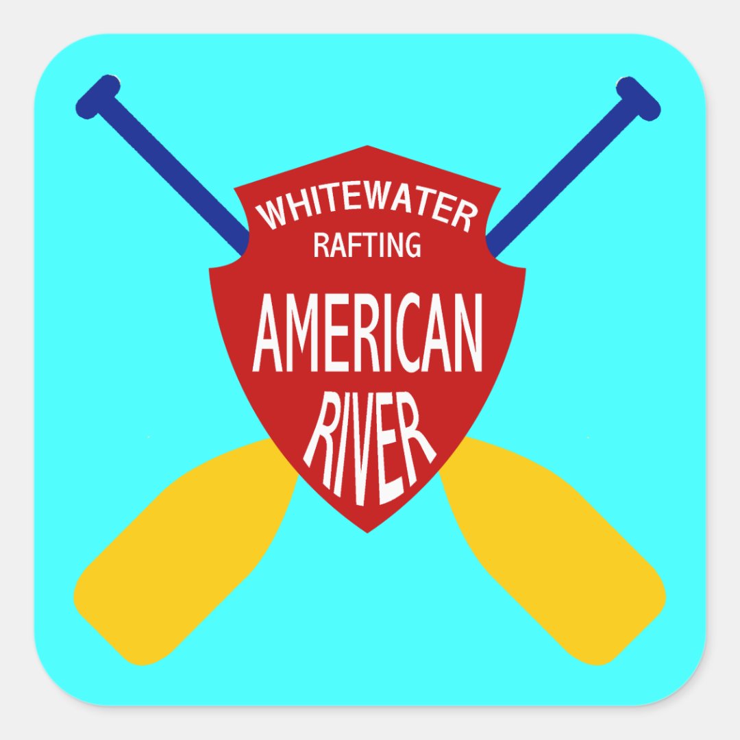American River Whitewater Rafting Square Sticker | Zazzle