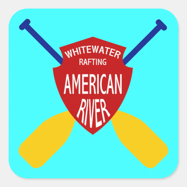 American River Whitewater Rafting Square Sticker | Zazzle