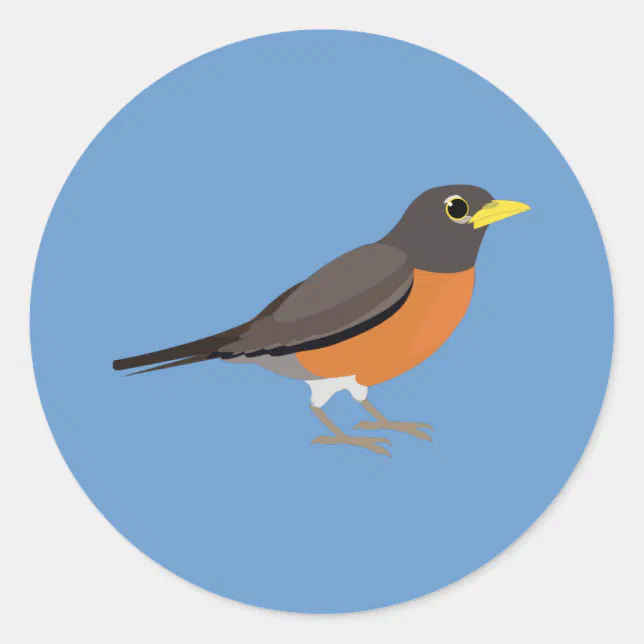 American Robin Illustration Classic Round Sticker | Zazzle