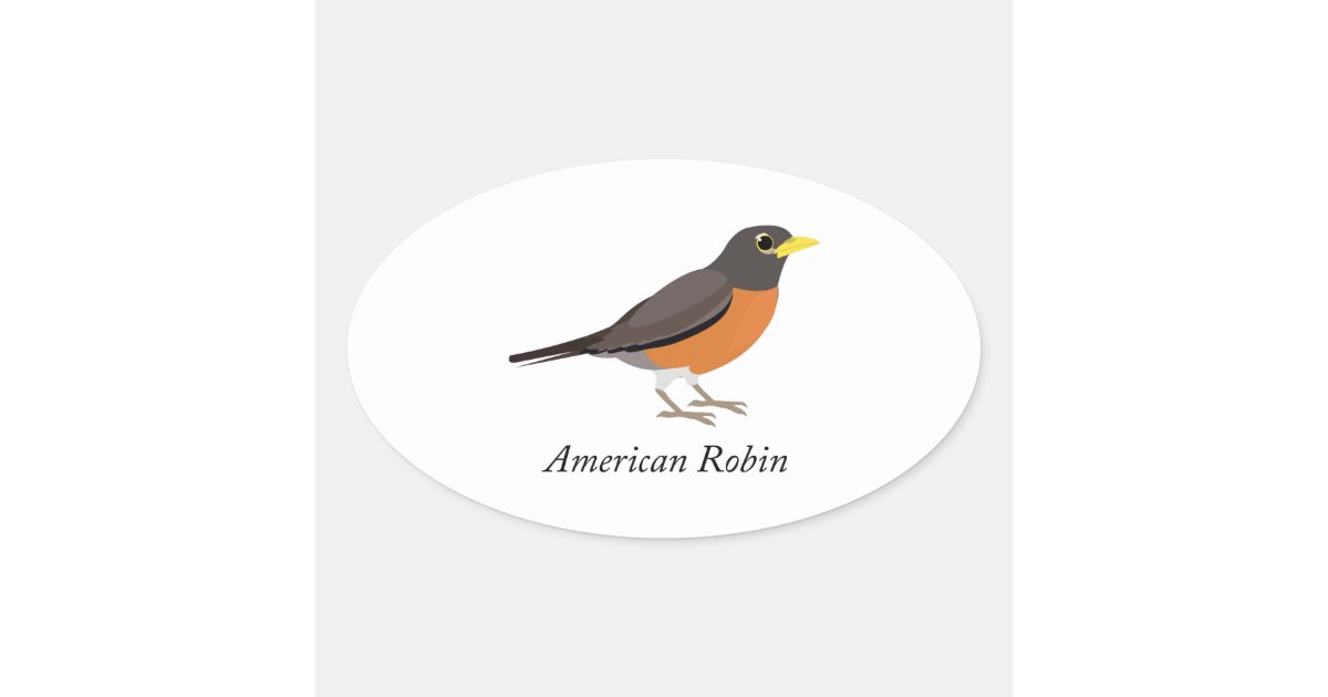 American Robin Oval Sticker | Zazzle