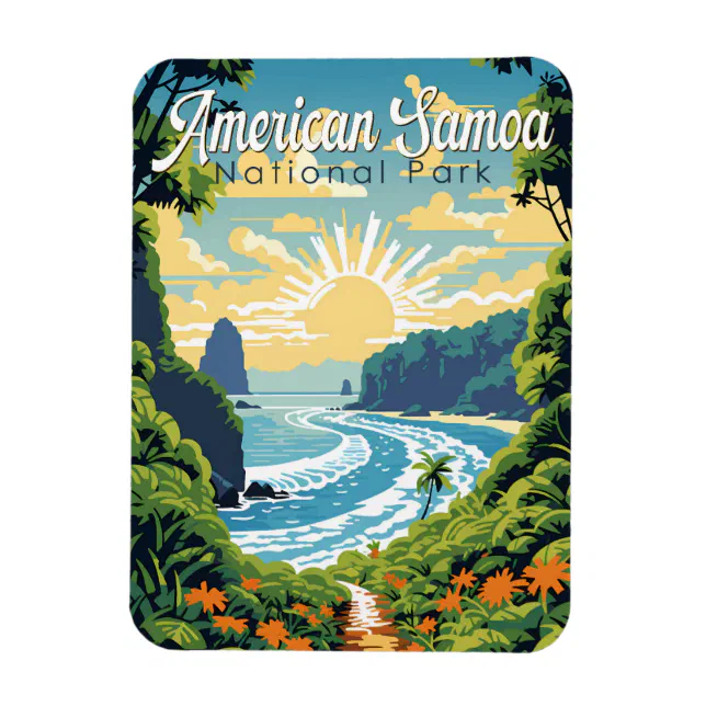American Samoa National Park Illustration Retro Magnet | Zazzle
