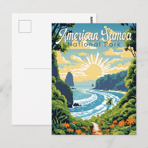American Samoa National Park Illustration Retro Postcard | Zazzle