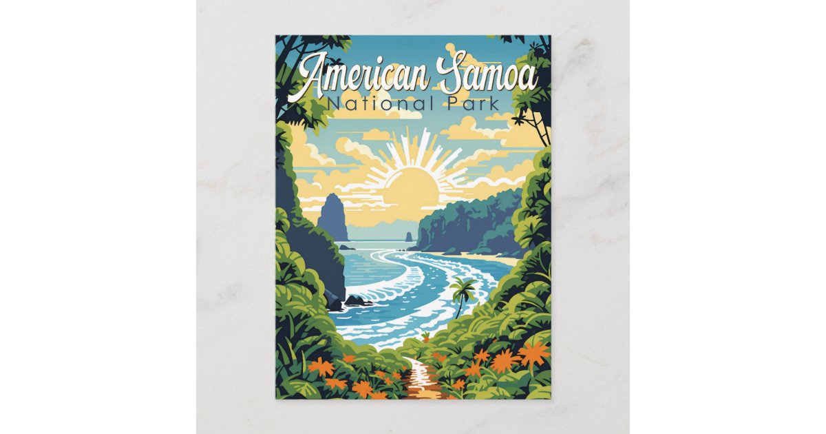 American Samoa National Park Illustration Retro Postcard | Zazzle
