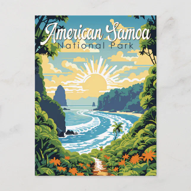American Samoa National Park Illustration Retro Postcard | Zazzle