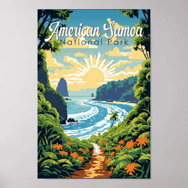 American Samoa National Park Illustration Retro Poster | Zazzle