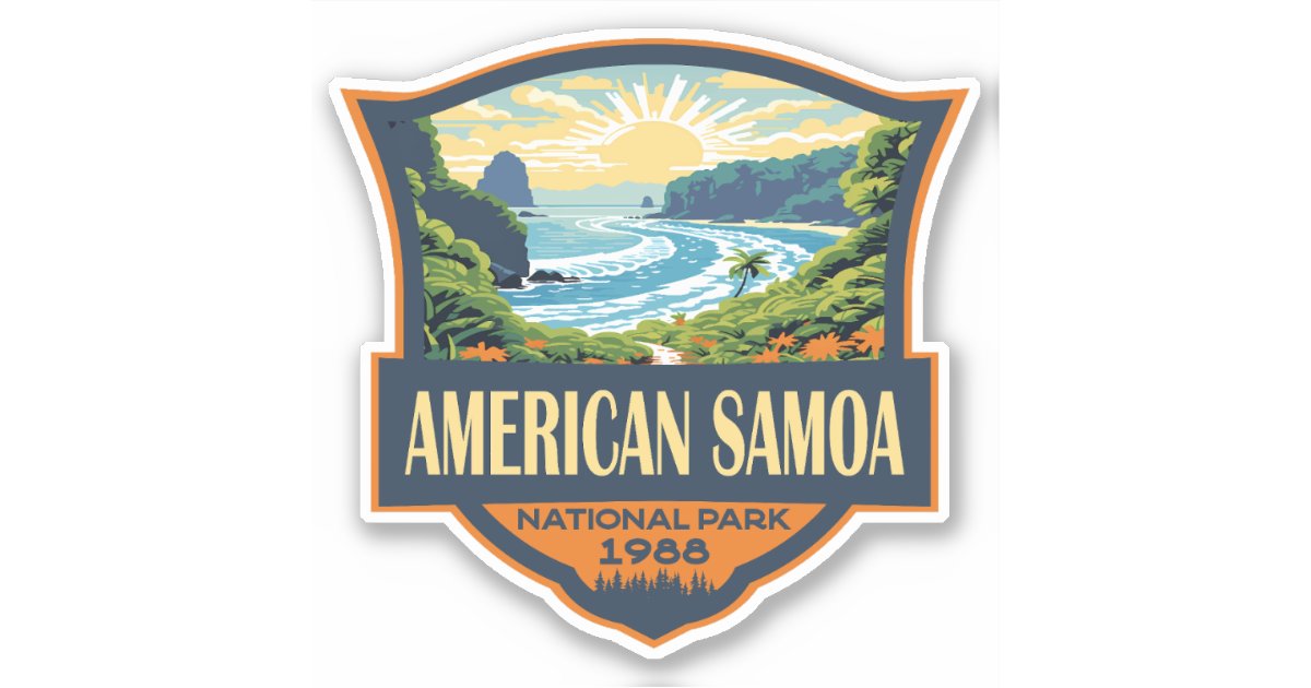 American Samoa National Park Illustration Retro Sticker | Zazzle