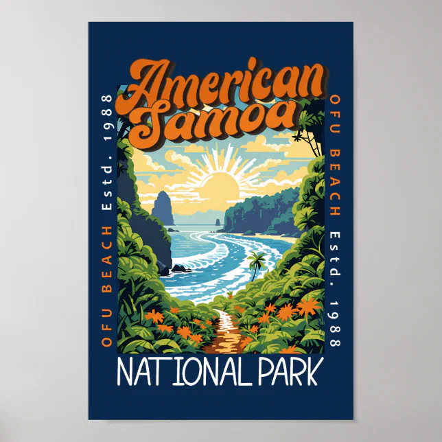 American Samoa National Park Retro Distressed Poster | Zazzle