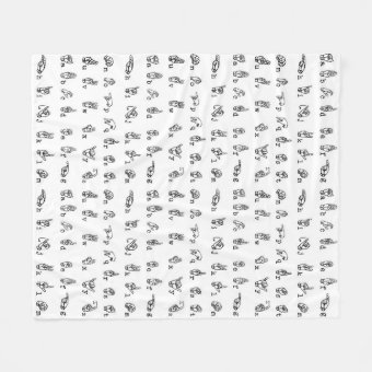 American Sign Language Alphabet in Black and White Fleece Blanket | Zazzle