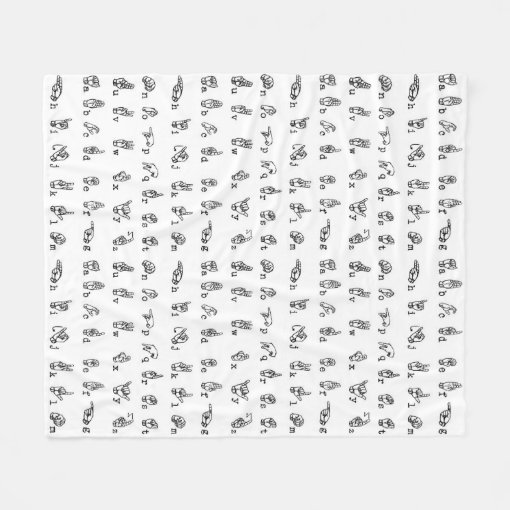 American Sign Language Alphabet in Black and White Fleece Blanket | Zazzle