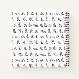 American Sign Language Alphabet in Black and White Notebook | Zazzle