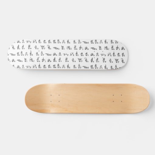 American Sign Language Alphabet in Black and White Skateboard Deck | Zazzle