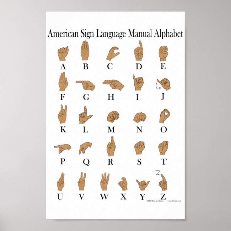 American Sign Language ASL Alphabet Poster | Zazzle