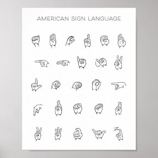 American Sign Language ASL Chart | Zazzle.com