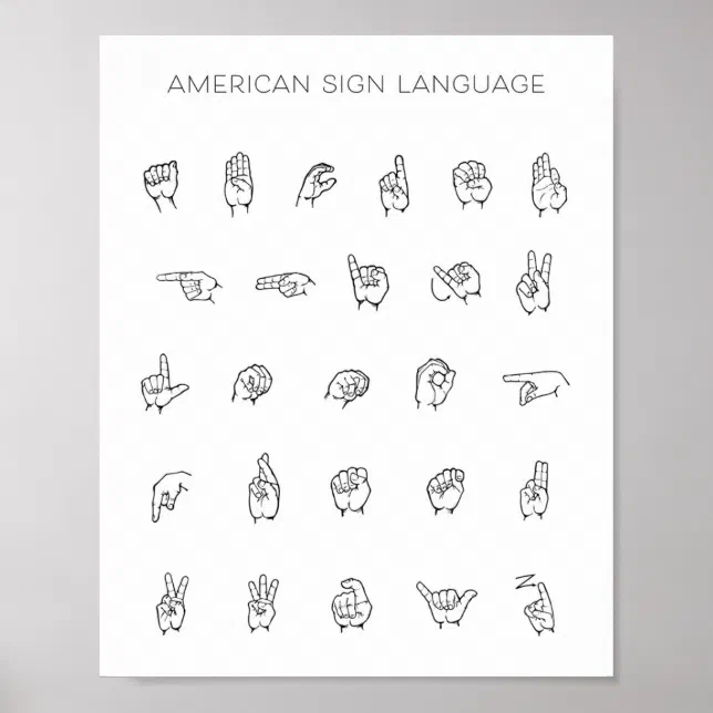 American Sign Language ASL Chart | Zazzle