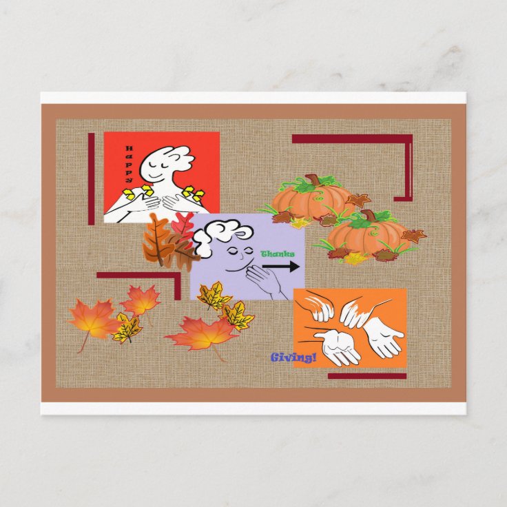 American Sign Language ASL Happy Thanksgiving! Holiday Postcard | Zazzle