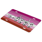 American Sign Language ASL Lesbian Pride LGBT License Plate | Zazzle