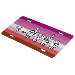 American Sign Language ASL Lesbian Pride LGBT License Plate | Zazzle