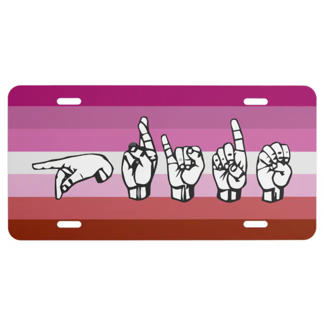 American Sign Language ASL Lesbian Pride LGBT License Plate | Zazzle